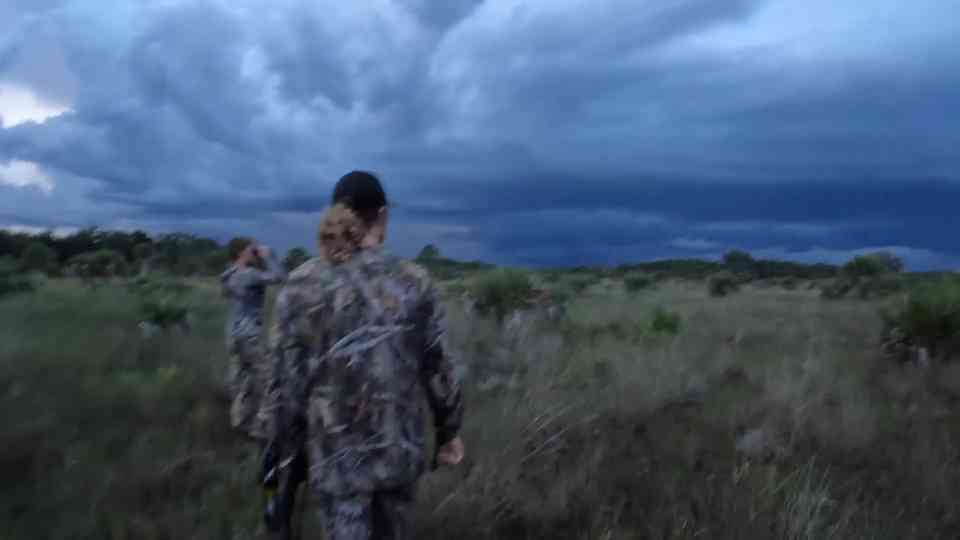 Hog hunting with a bow during a lightning storm