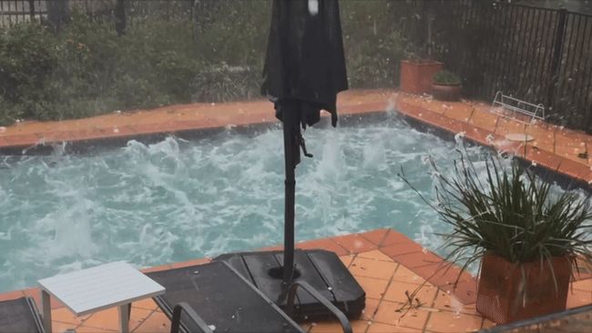 Huge Hail Batters Brisbane Pool During Damaging Storm