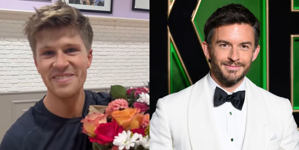 Jonathan Bailey gifts Robert Irwin with flowers after Wicked routine on ...