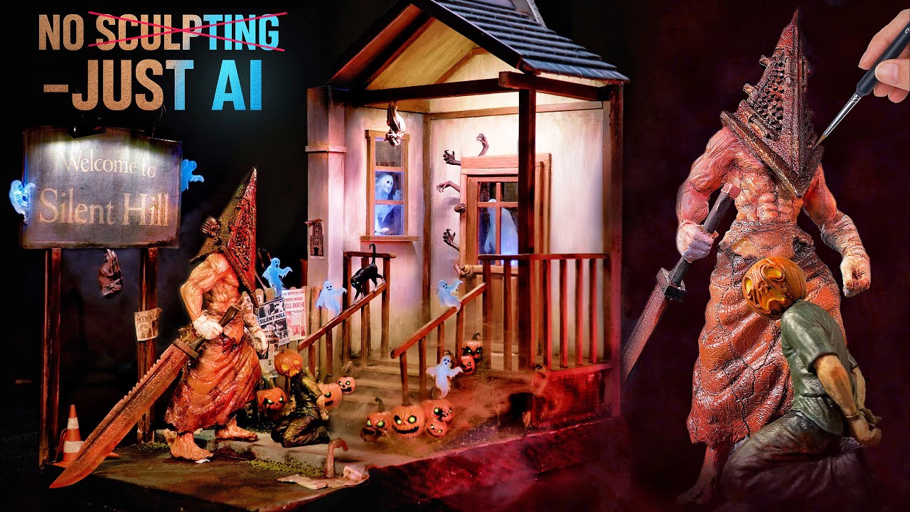 This entire Halloween diorama of Pyramid Head was made by AI