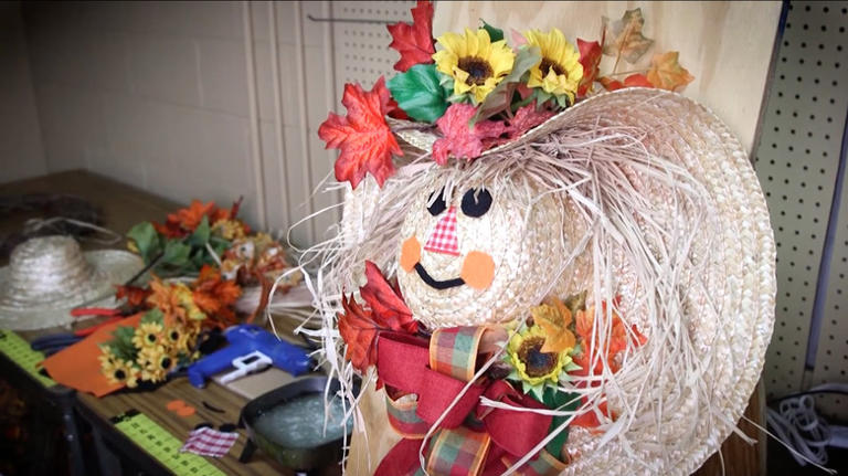 DIY Your Own Cute Scarecrow Wreath Using A Simple Thrift Store Find