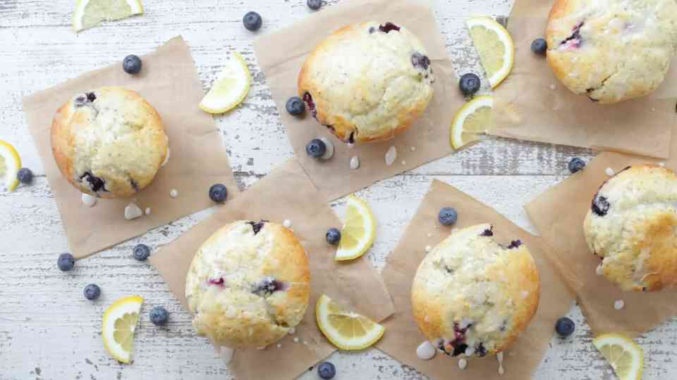 Healthy Lemon Blueberry Muffins with Chia Seeds