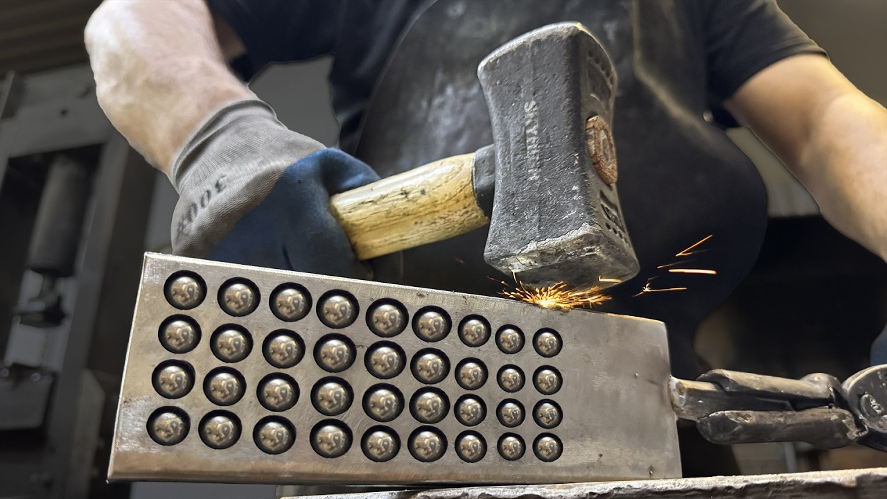 Epic Blacksmithing - Forging a Knife with 32 Steel Balls Inside the Blade!