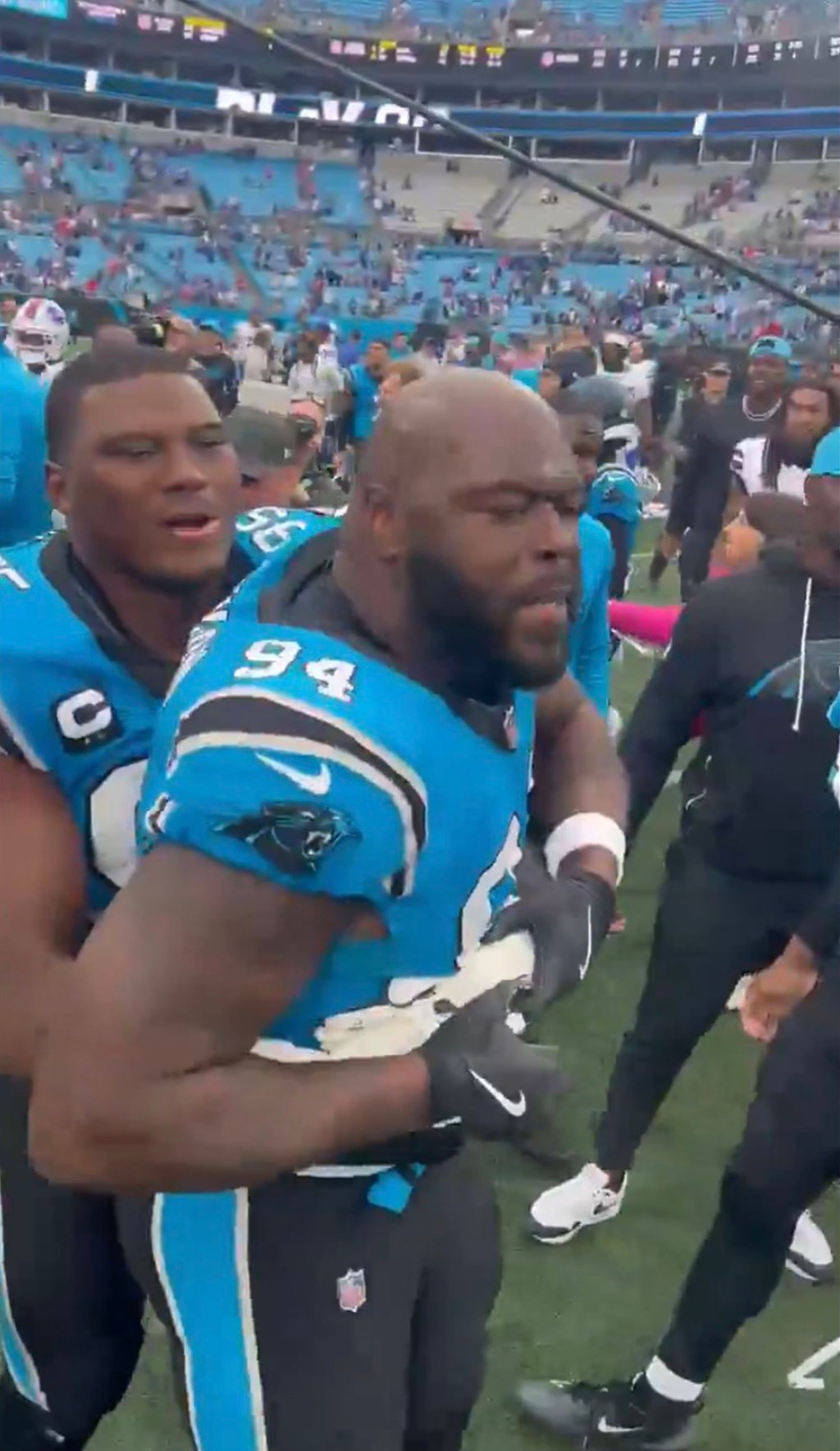 Bills-Panthers game ends in chaos as players clash on field in fiery scene