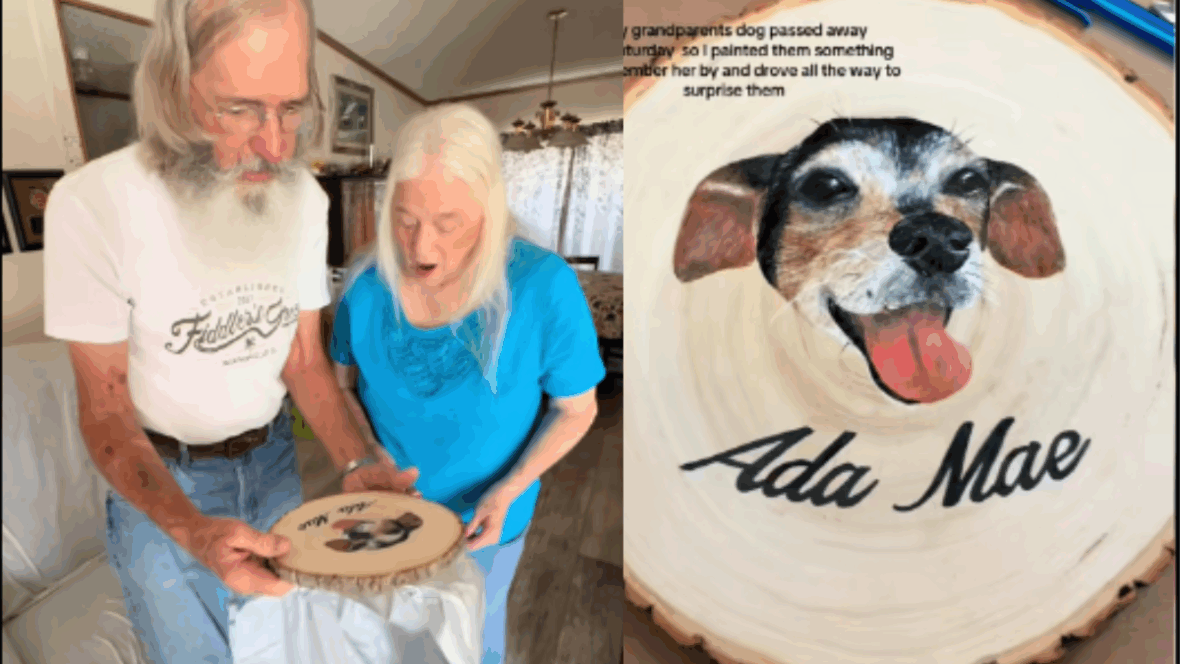 Grieving Grandma’s Reaction to a Portrait of Her Late Dog Is Pure Love