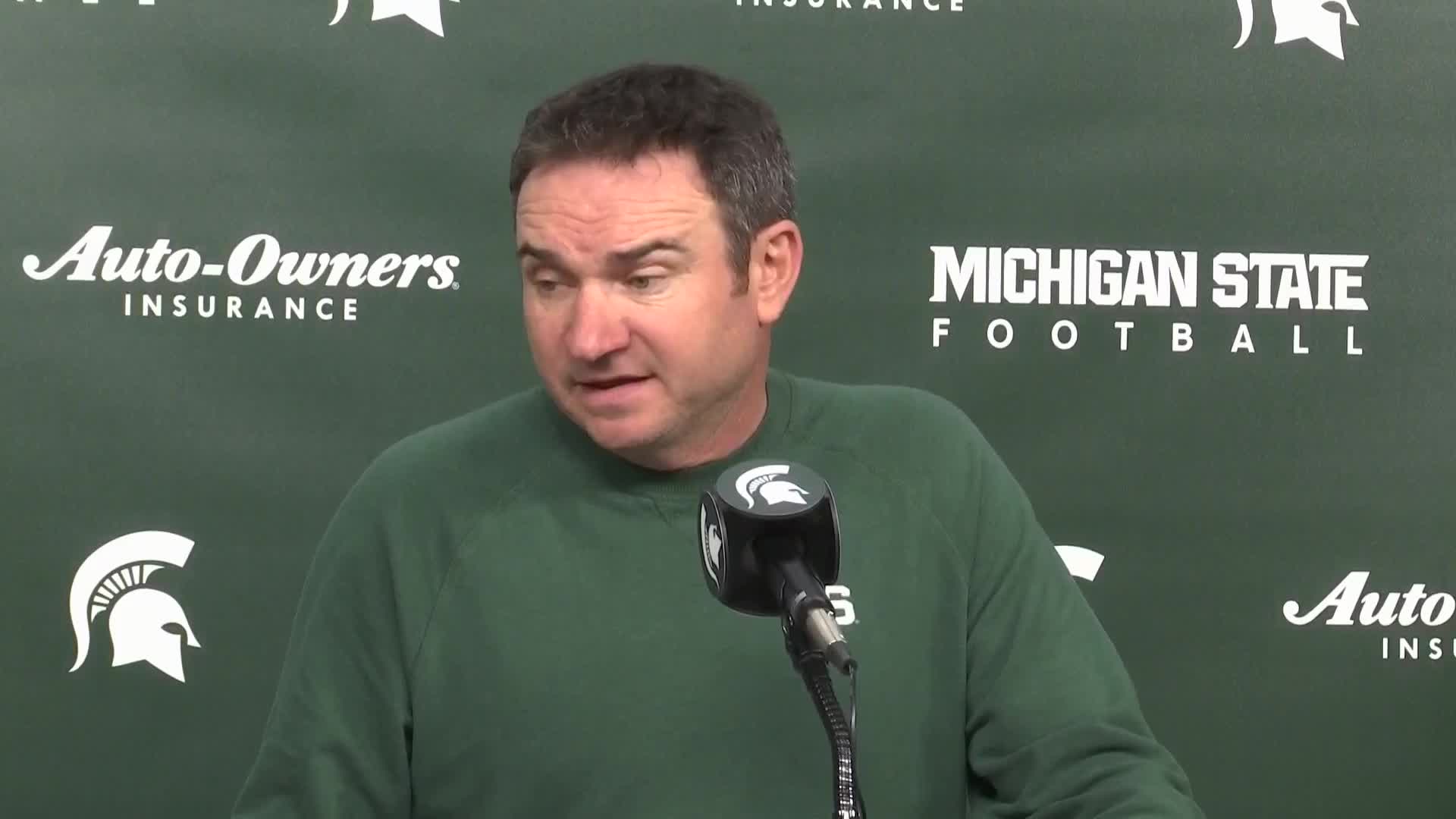 MSU head coach Jonathan Smith talks after loss to Michigan