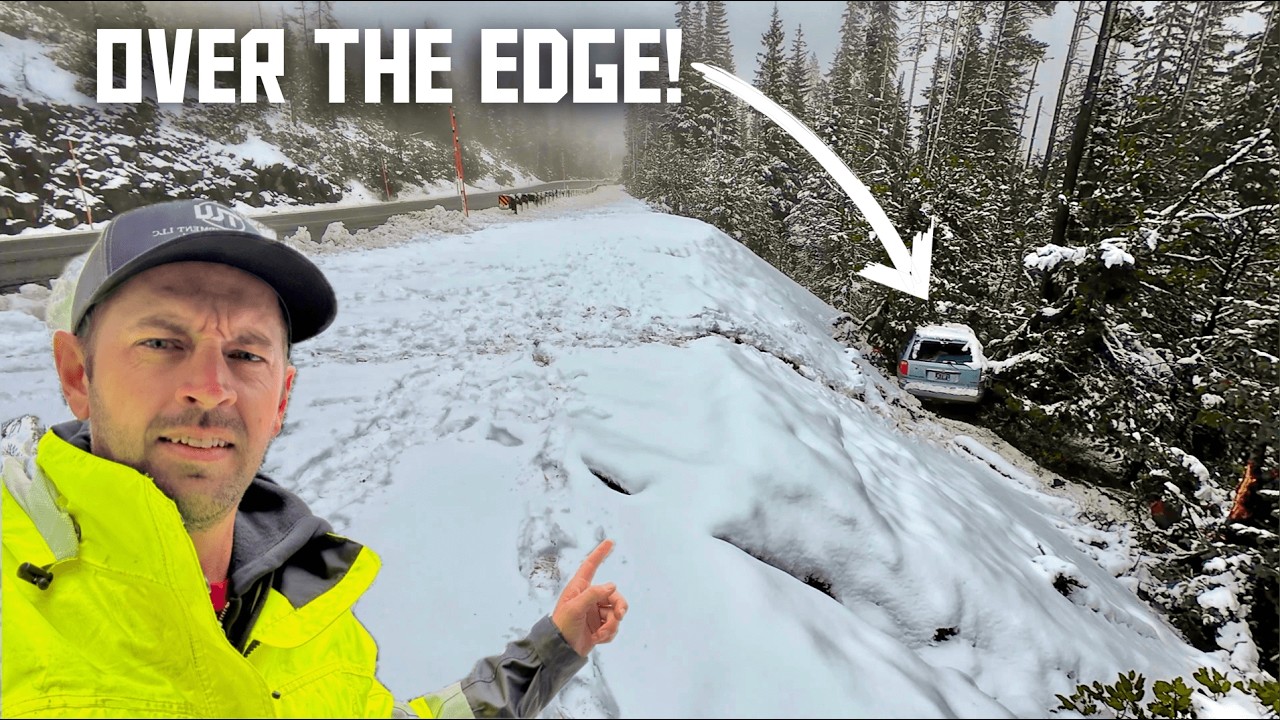 Off the cliff and into a tree! Snow storm causes havoc!