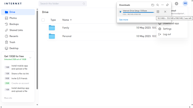 Internxt cloud storage review