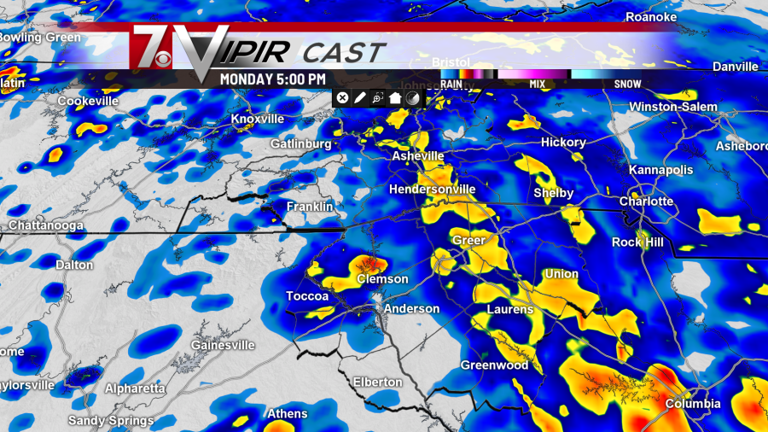 Widespread rain, cool temperatures expected Monday in Upstate