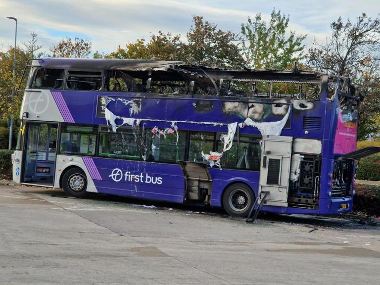 Fire breaks out on bus at White Rose Centre, Leeds as pictures show ...