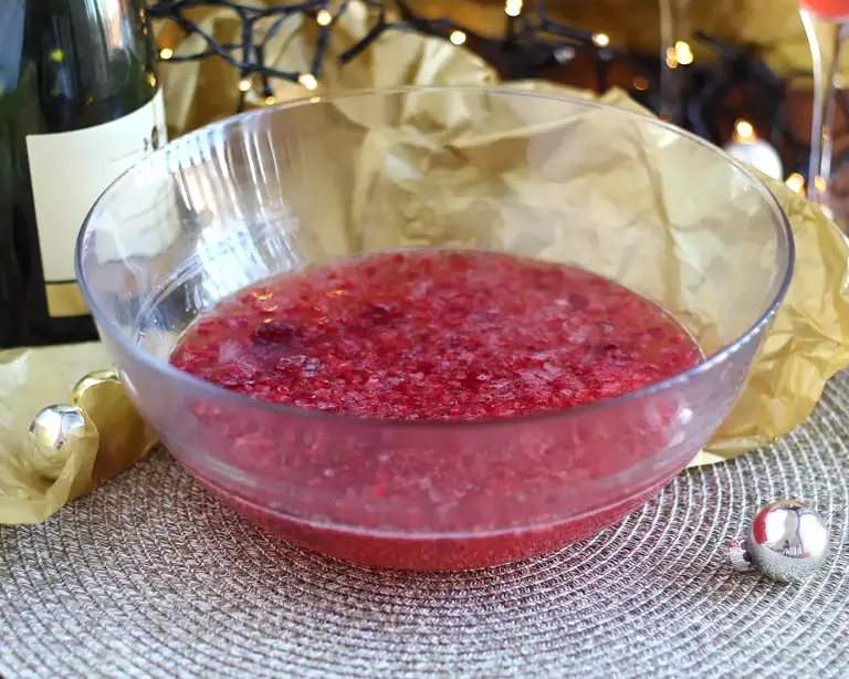 Raspberry champagne soup