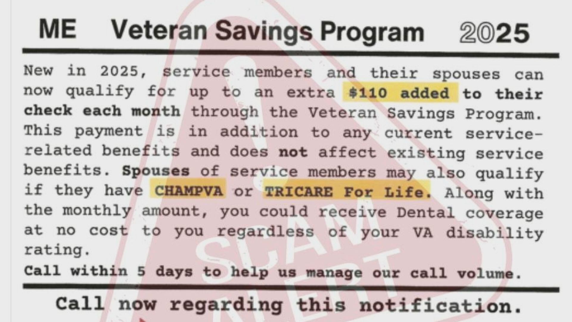 Postcard Scam Targets County Veterans