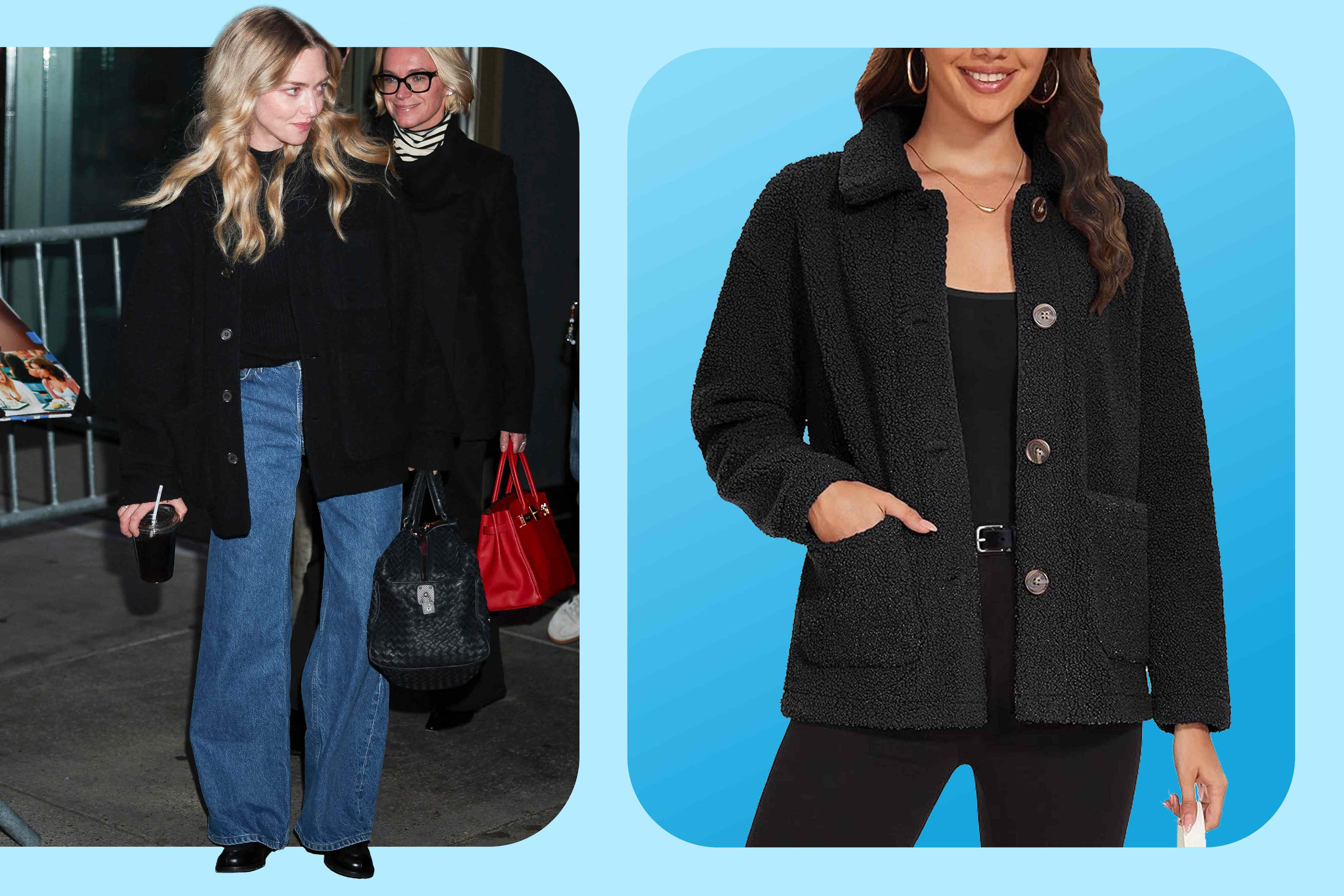 Amanda Seyfried's snazzy shacket looks oh-so-similar to this Amazon ...