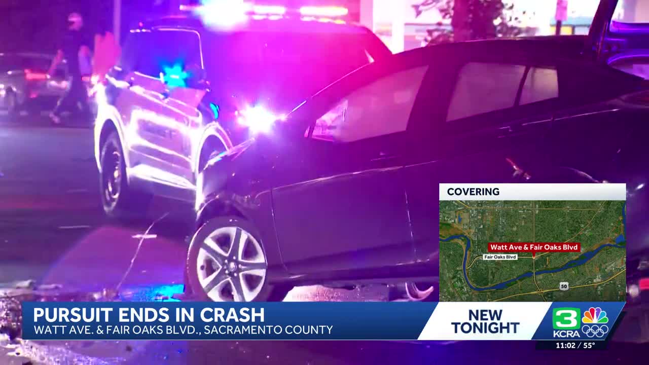 Suspect in Sacramento County pursuit crashes into bystander's vehicle
