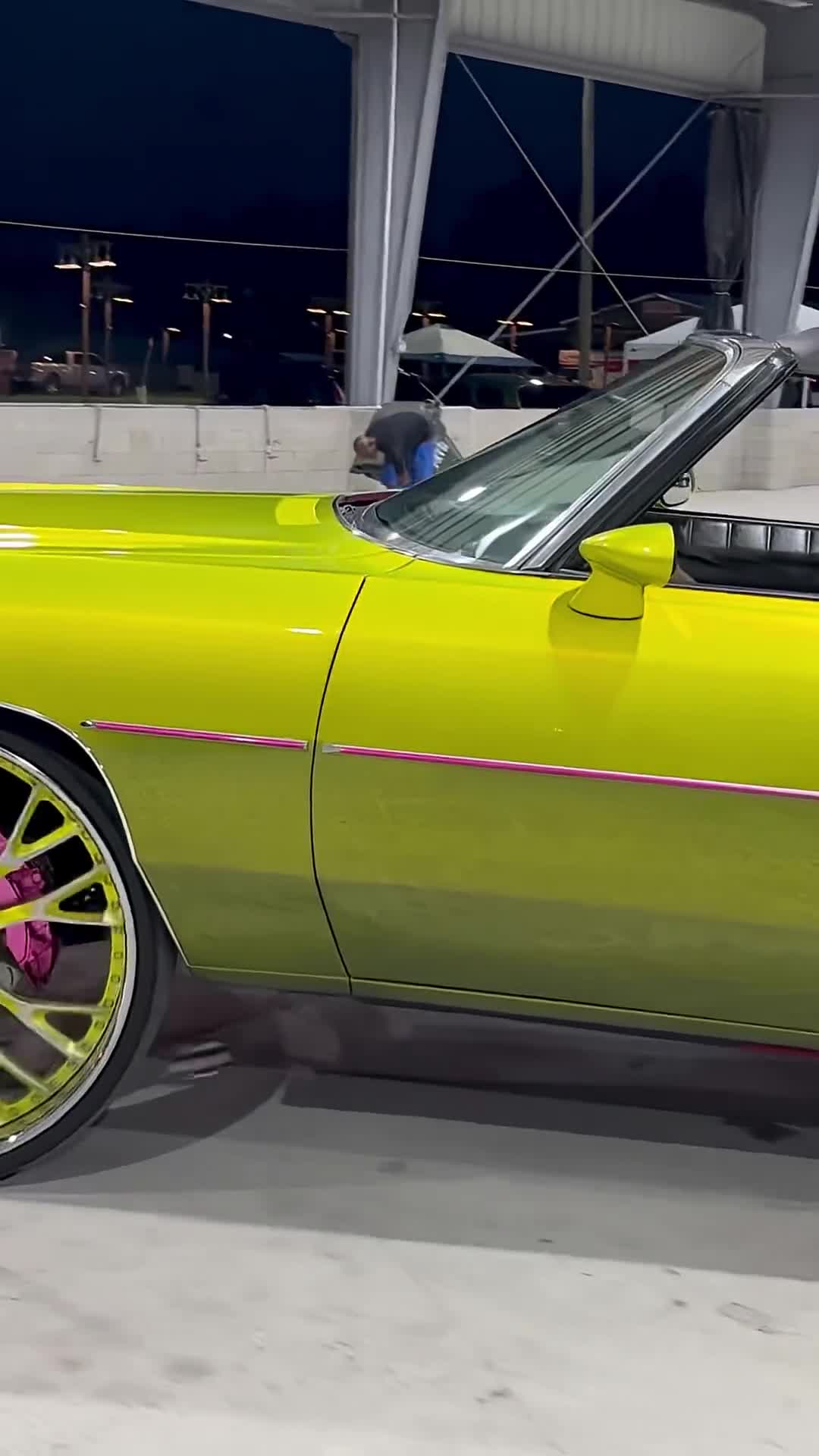 Candy lime gold '73 Chevy vert on 28’s Forgiatos riding