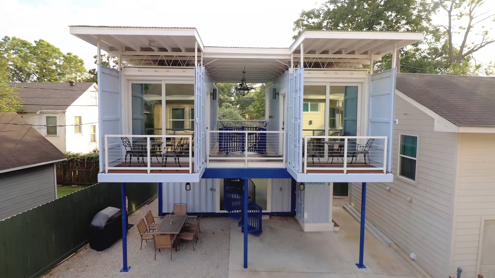 Modern home built from three shipping containers