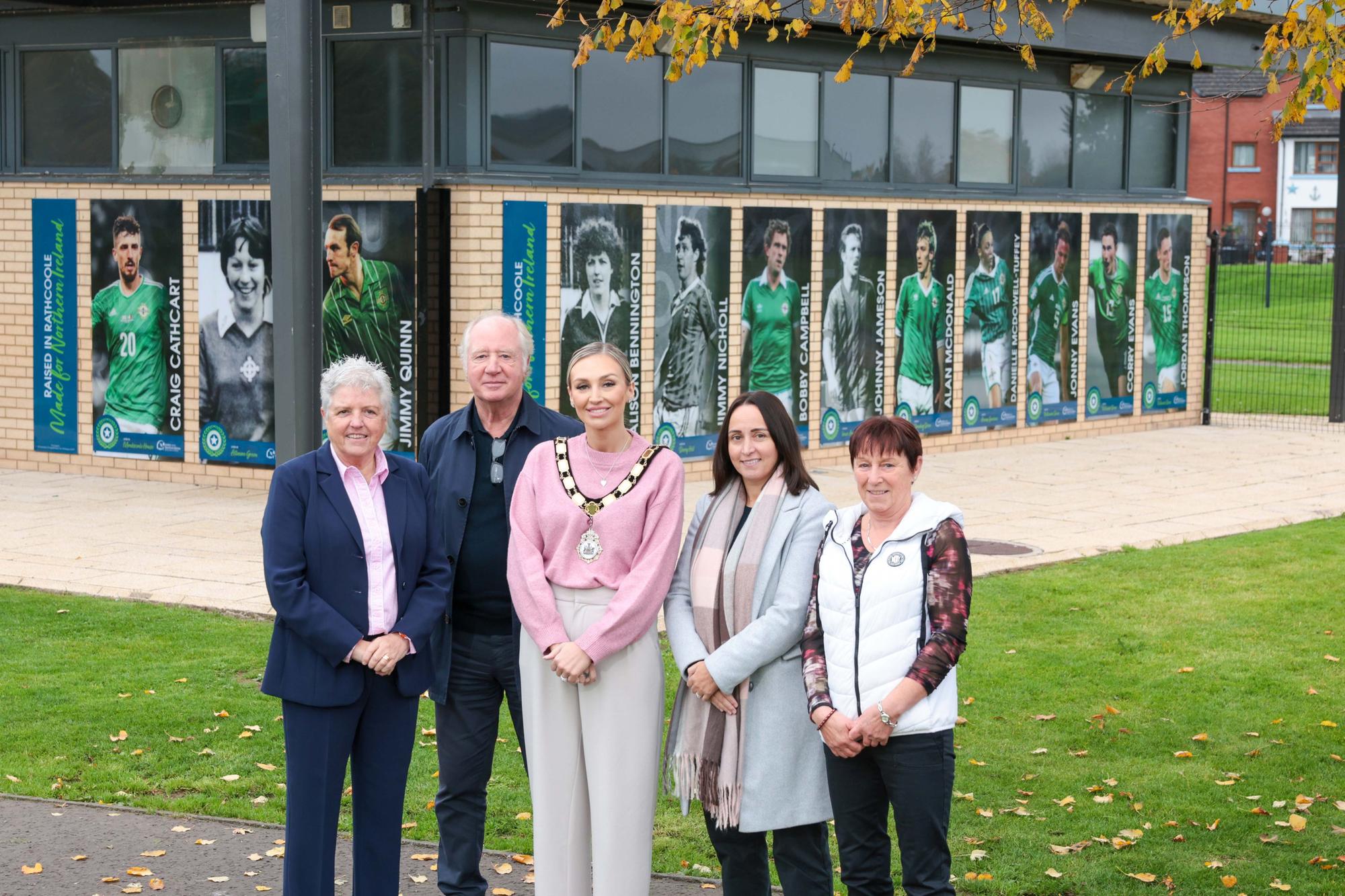 New wall art celebrates Rathcoole’s international football legends