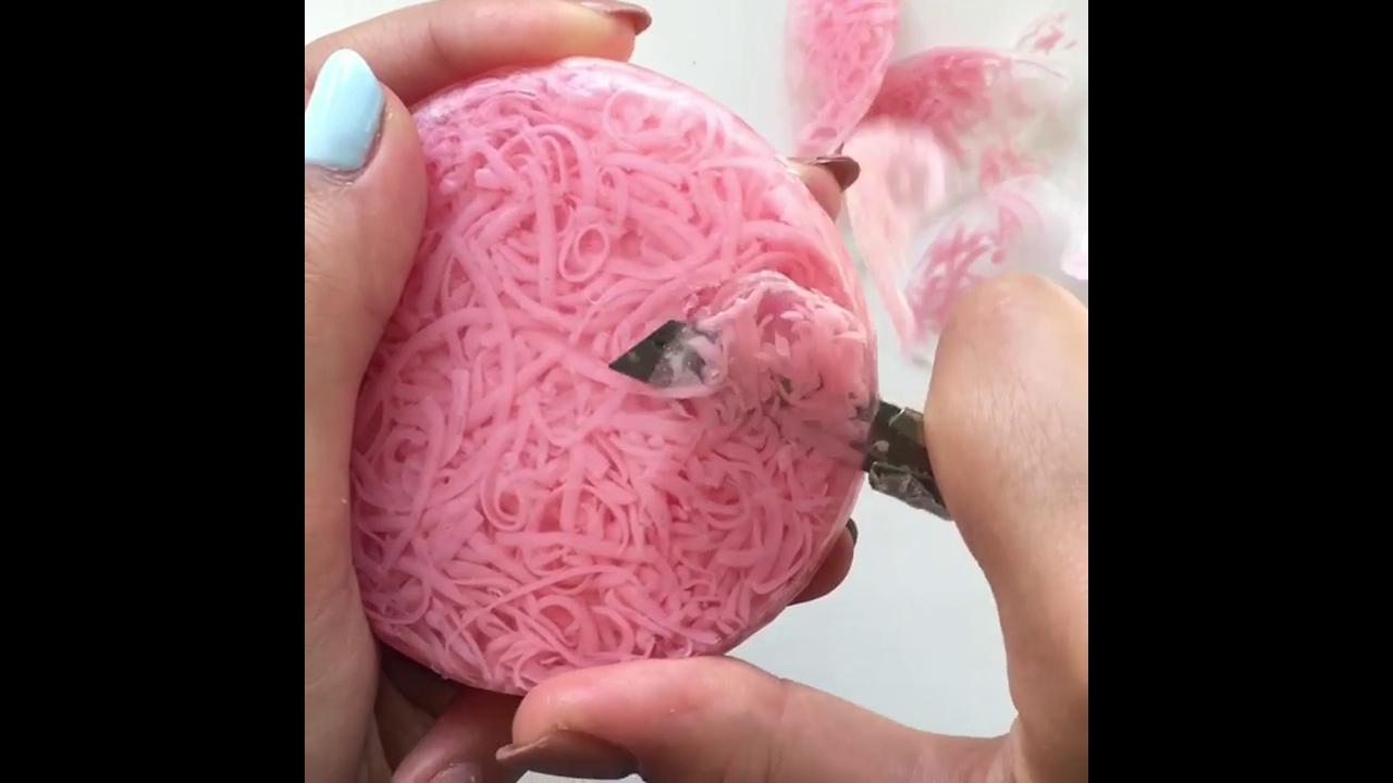 Slicing Pink Thinly Shredded Soap