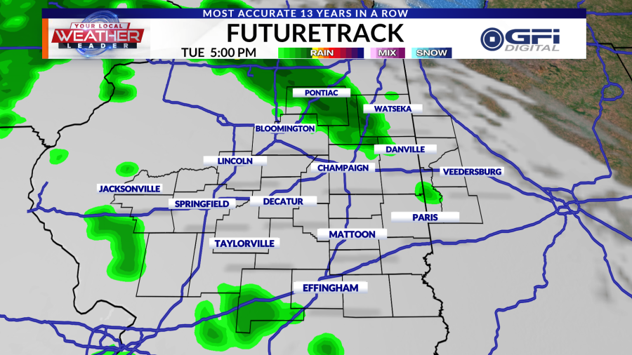 WEATHER NOW: Rain chances here in the middle part of the week