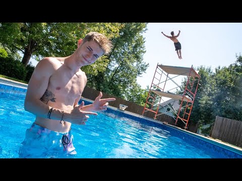 Attempting the backyard cliff jumping flip game challenge