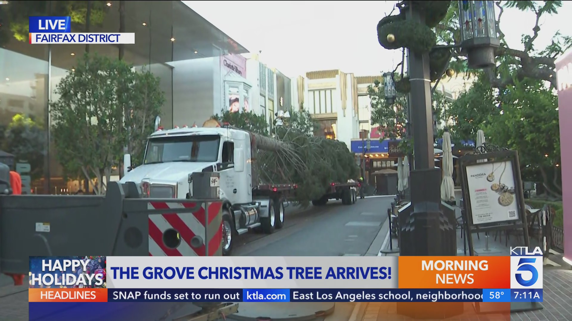 100-foot tall Christmas tree arrives at The Grove