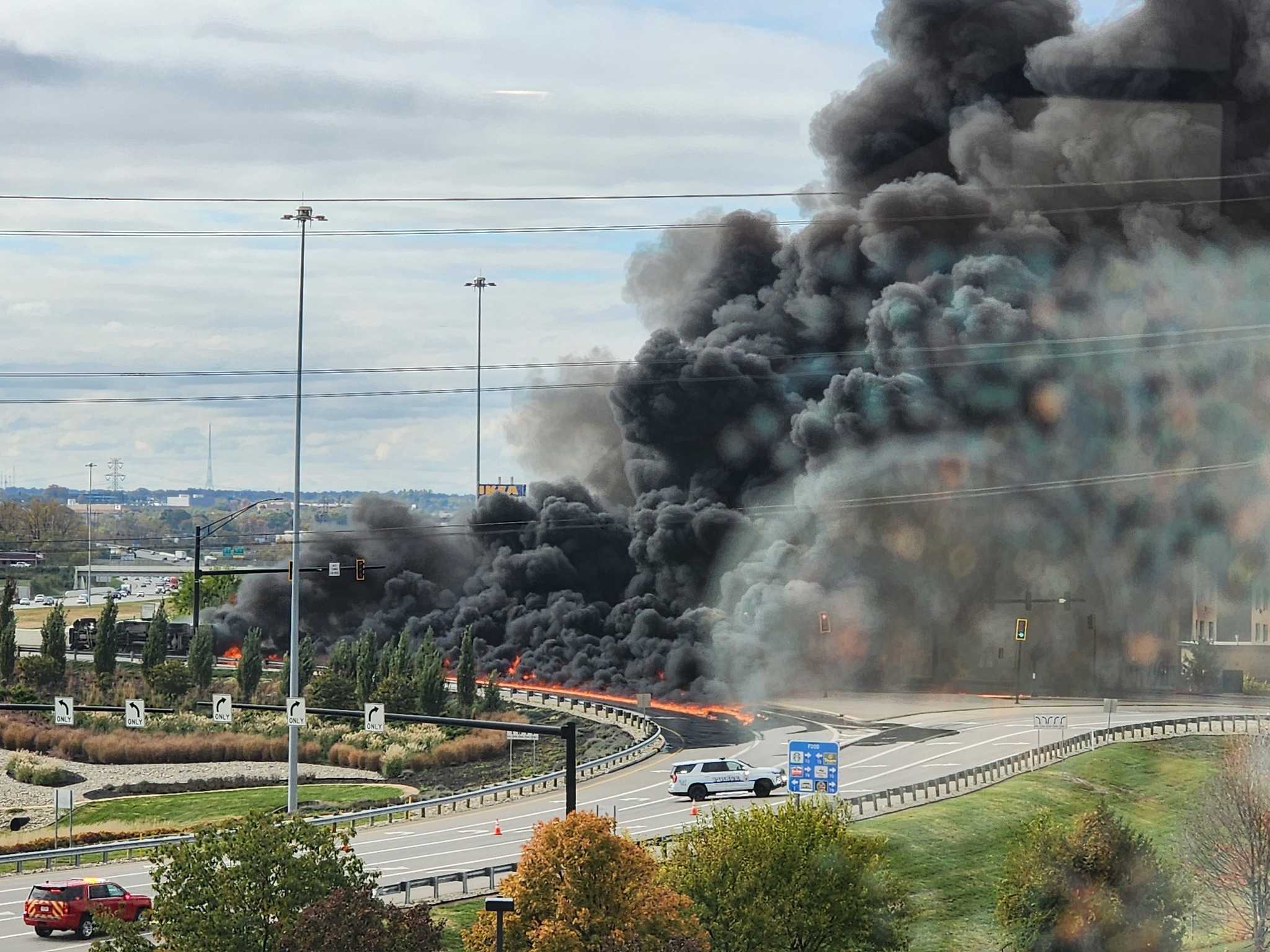 Tanker truck fire shuts down overpass at I-75; lanes reopened