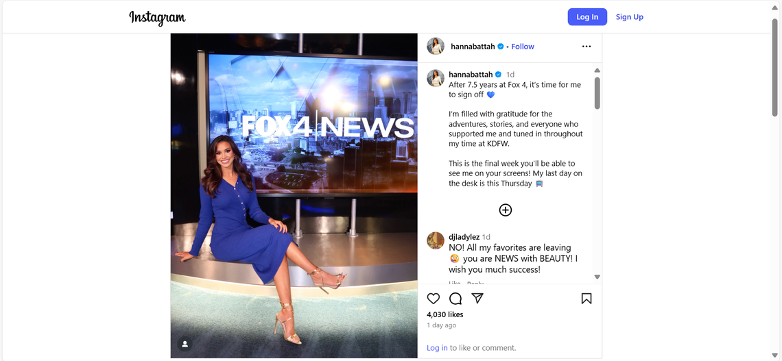 Fox 4's Hanna Battah to leave station. Here's when her last broadcast is