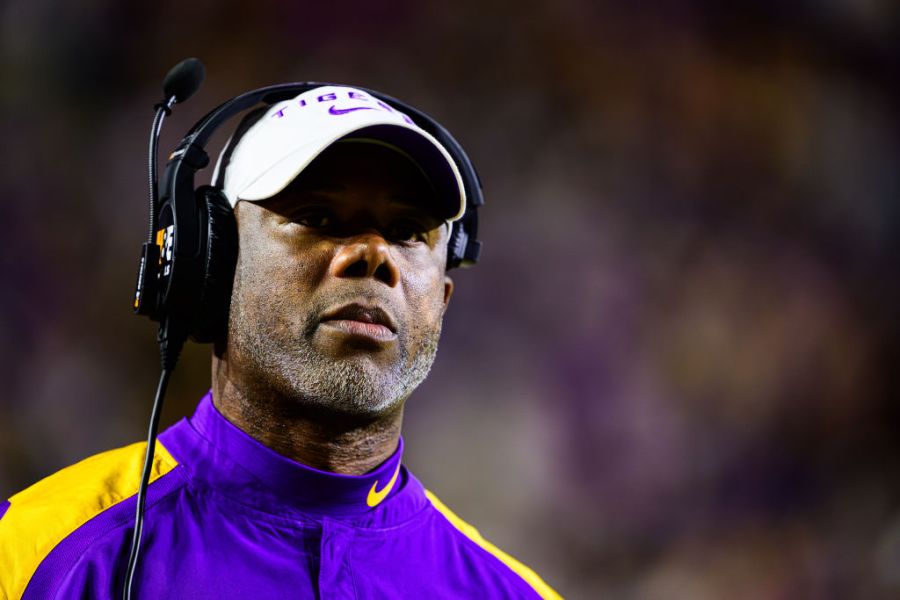 LSU interim coach Frank Wilson talks to the media after Tuesday ...