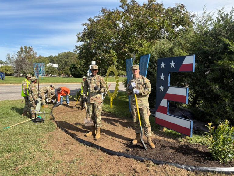 Volunteers, soldiers unite to beautify Hopewell’s key entrances