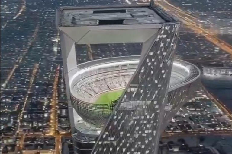 Futuristic 'sky stadium' to be built 350m above the ground and could ...
