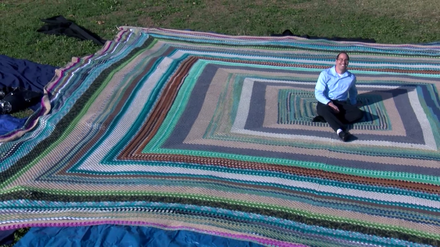 Dodge City man knits world’s largest crochet square