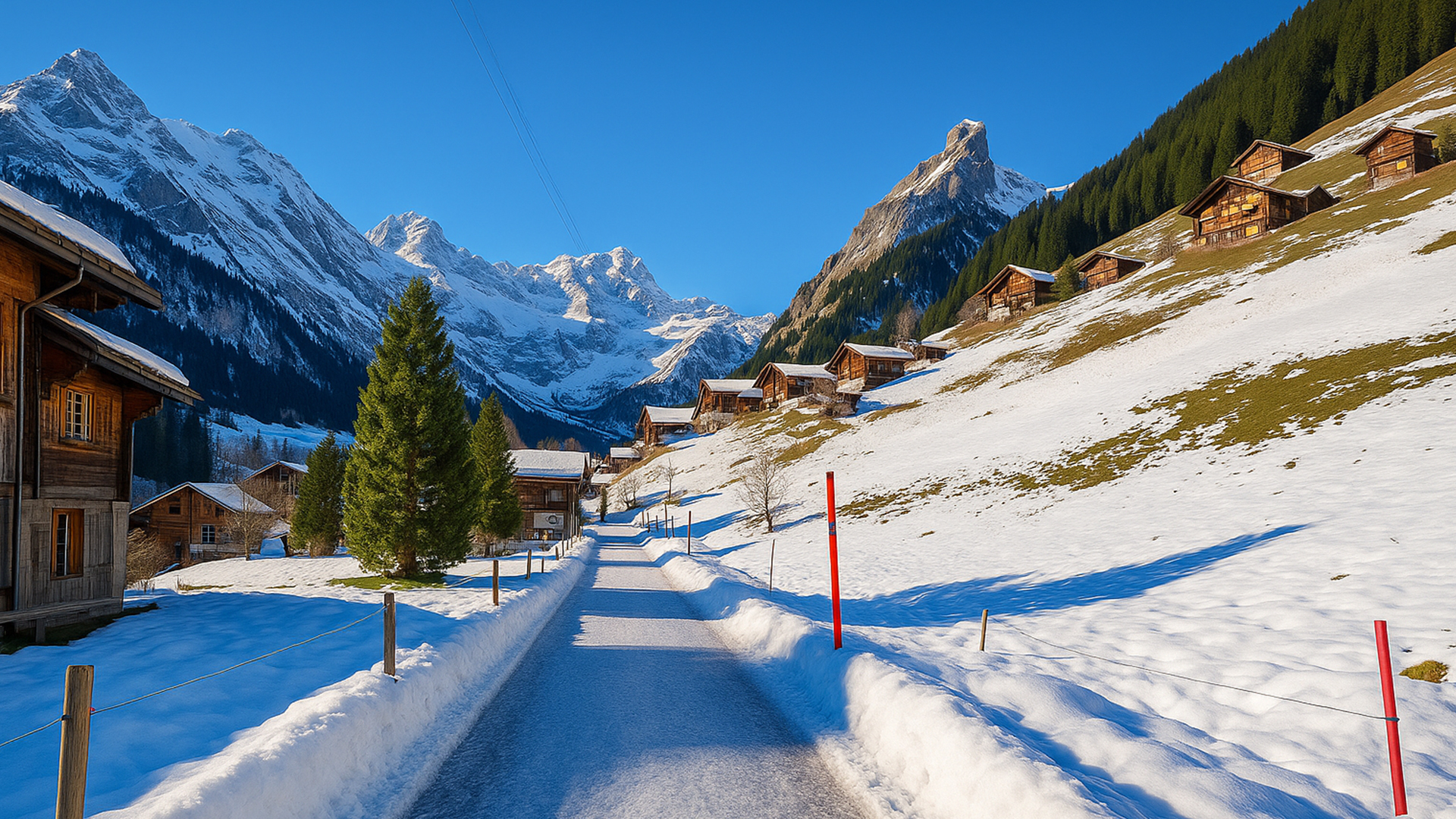 Tranquilidade na Neve em Gimmelwald, Suíça