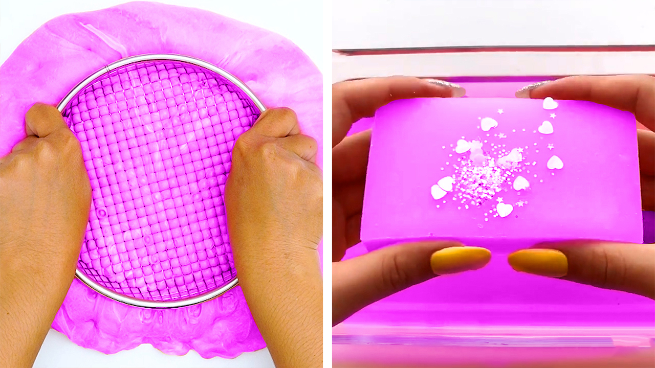 Slime rosa neón con sonidos crujientes ASMR