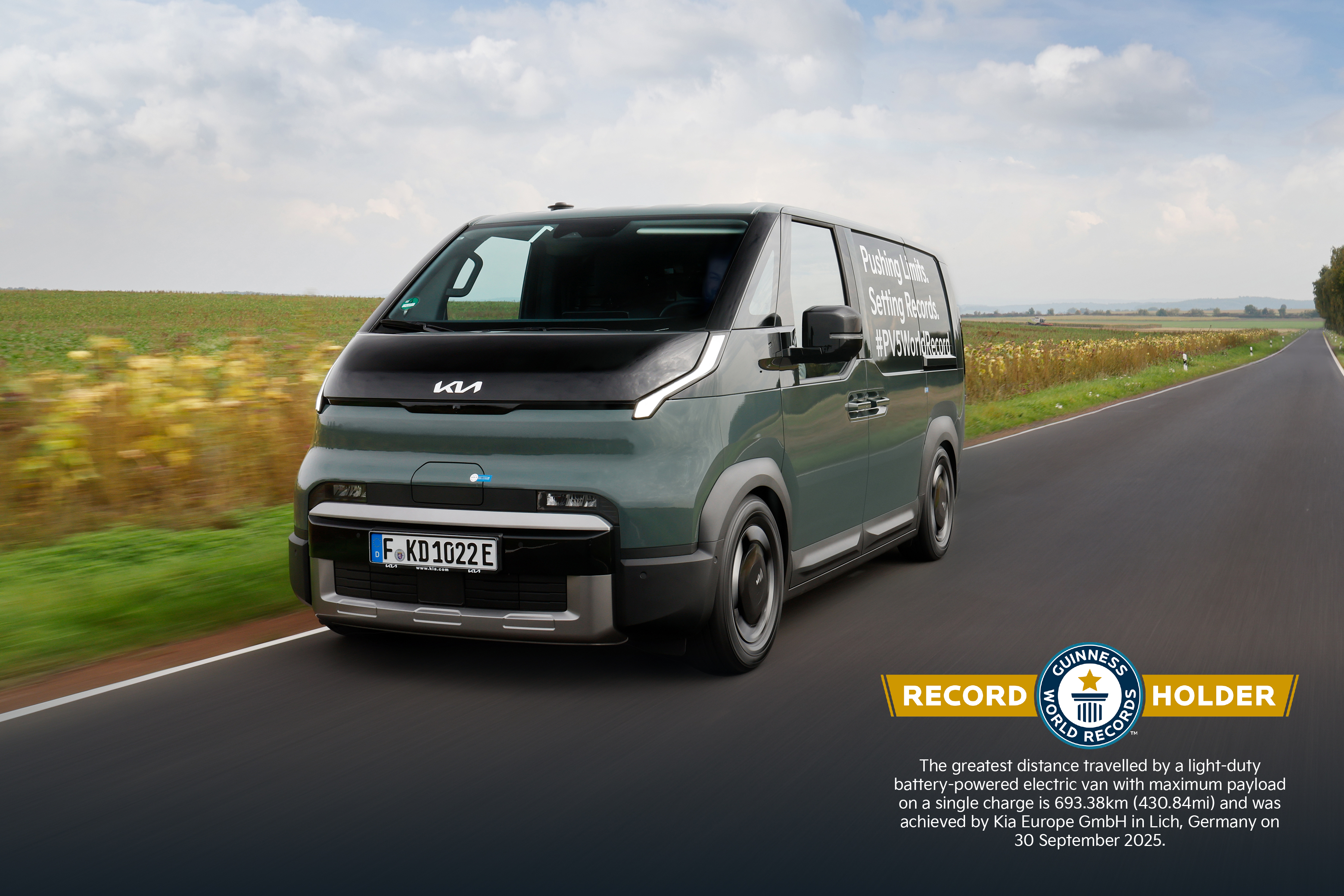 Kia PV5 sets world record for distance travelled on a single charge