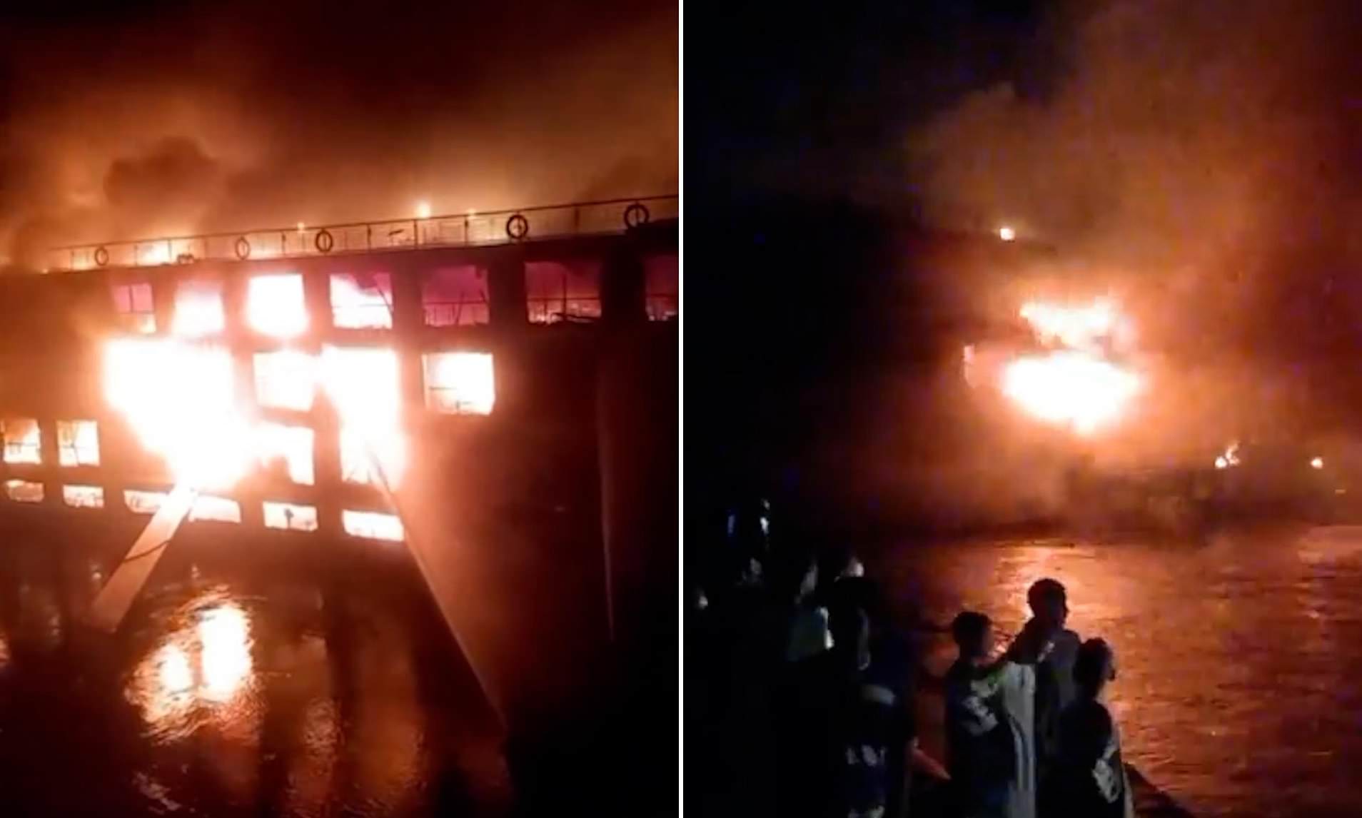 Shocking moment Nile cruise ship catches fire with hundreds of tourists ...