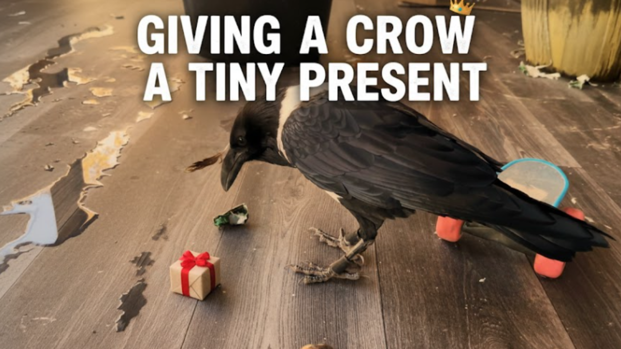 Heartwarming Moment: Giving a Crow a Tiny Present