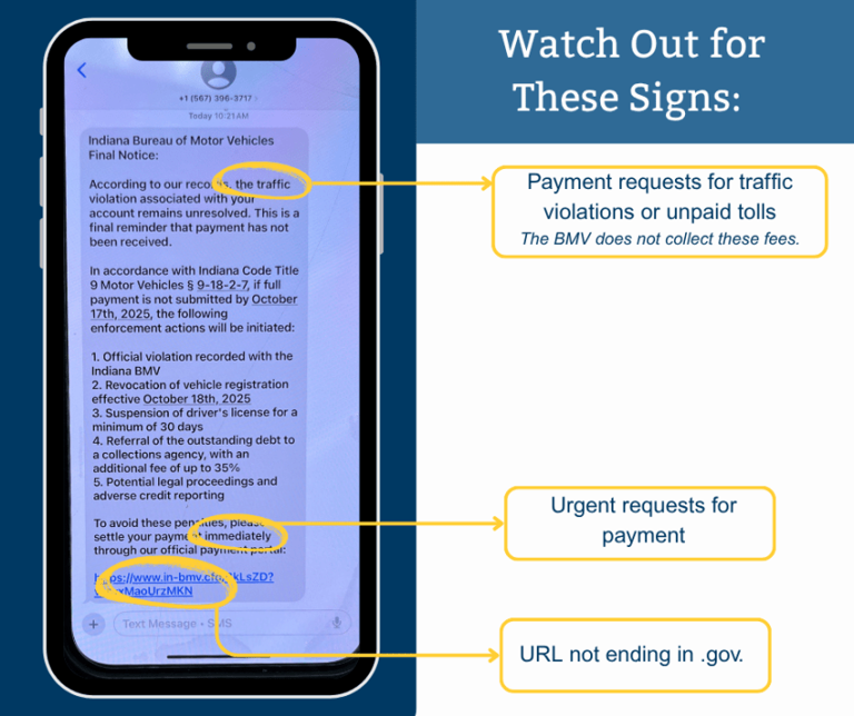 Indiana BMV reports another text-related scam impacting Hoosiers