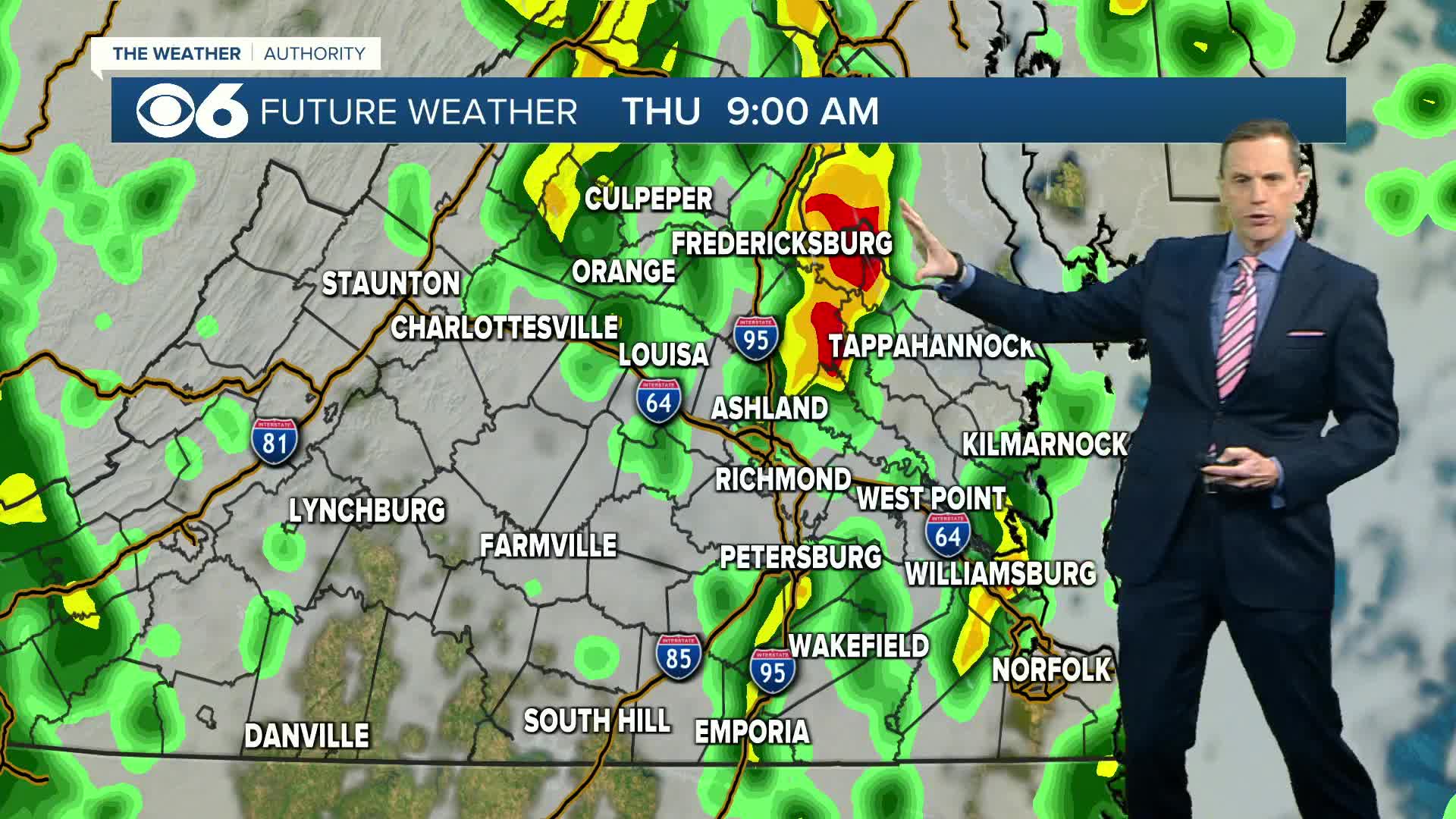 Hour-by-hour look at rain for Wednesday into Thursday morning for Virginia