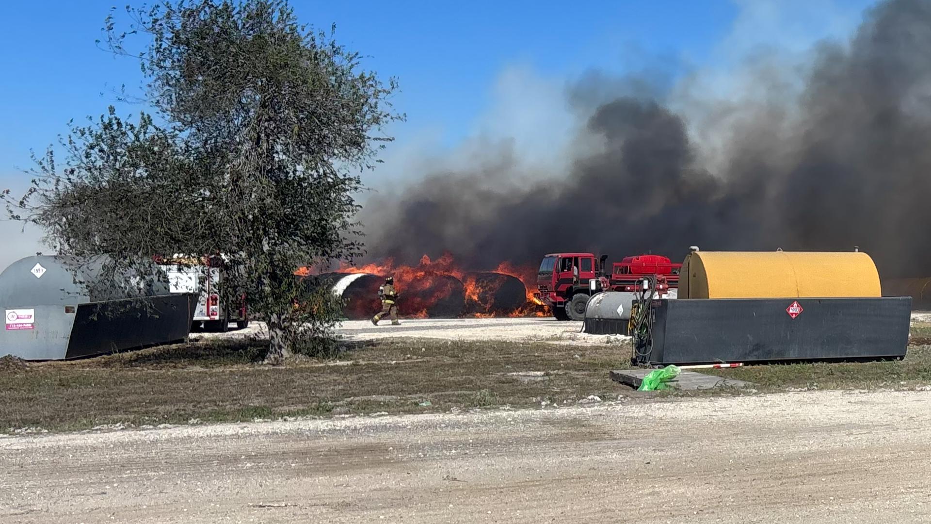 Fire at Gregory cotton gin