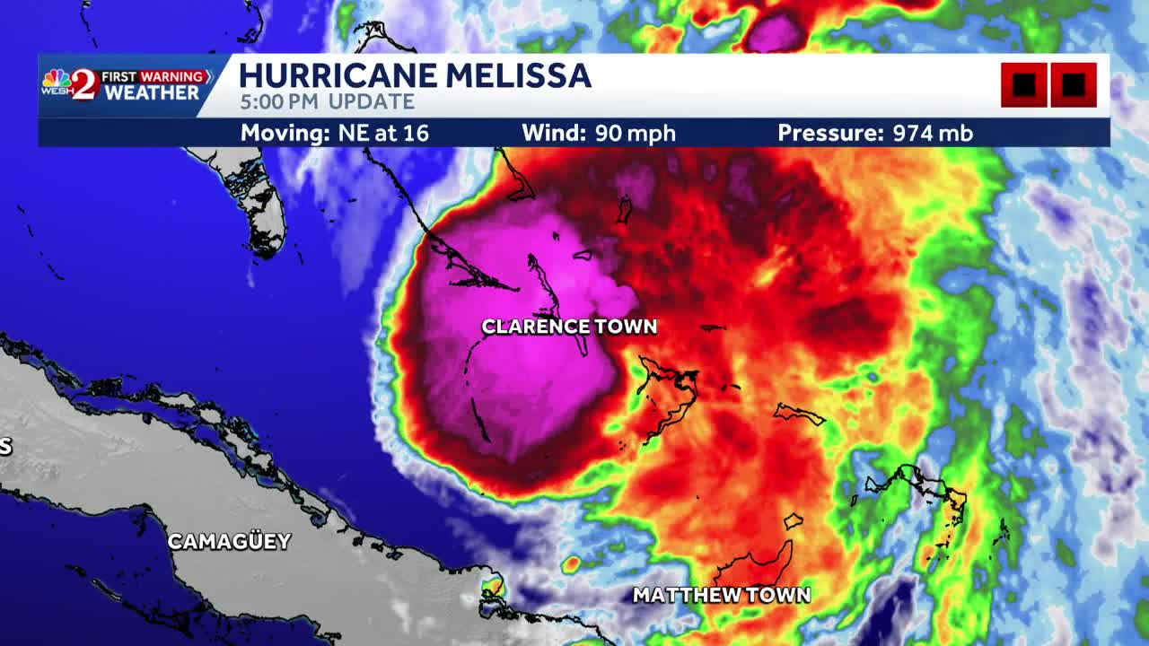 Hurricane Melissa accelerating northeastward over the Bahamas, NHC says