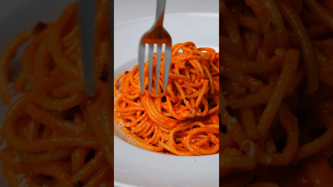 Roasted red bell pepper spaghetti