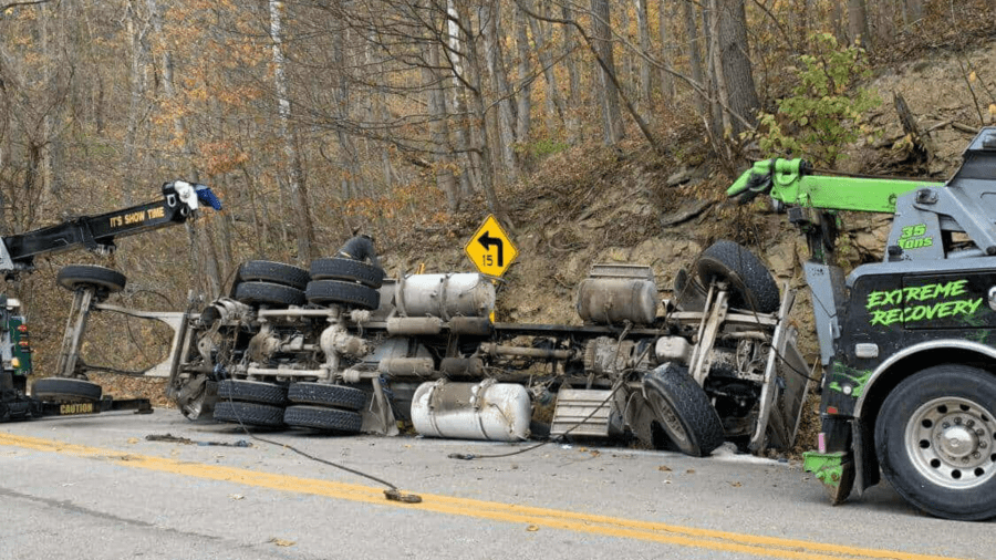 Concrete truck overturned causing heavy entrapment in West Virginia ...