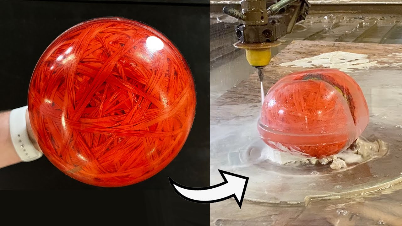 Giant Rubber Band Ball Cast In Epoxy Resin And Cut In Half
