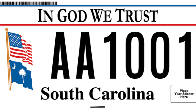 POLL: SC to change standard license plates for 2026 to Revolutionary ...