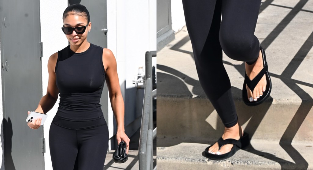Lori Harvey Brings the Flip-flop Trend Into Fall With a Phoebe Philo Twist