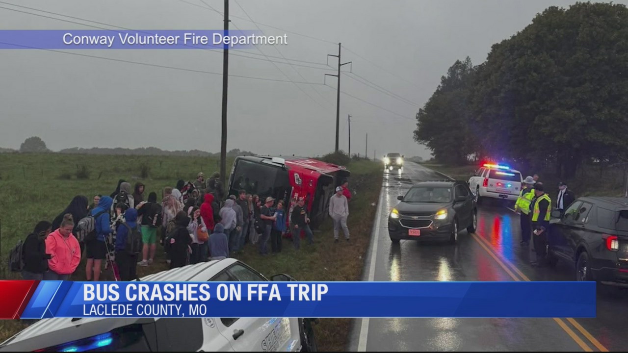 High school bus rolls while carrying dozens of Missouri students