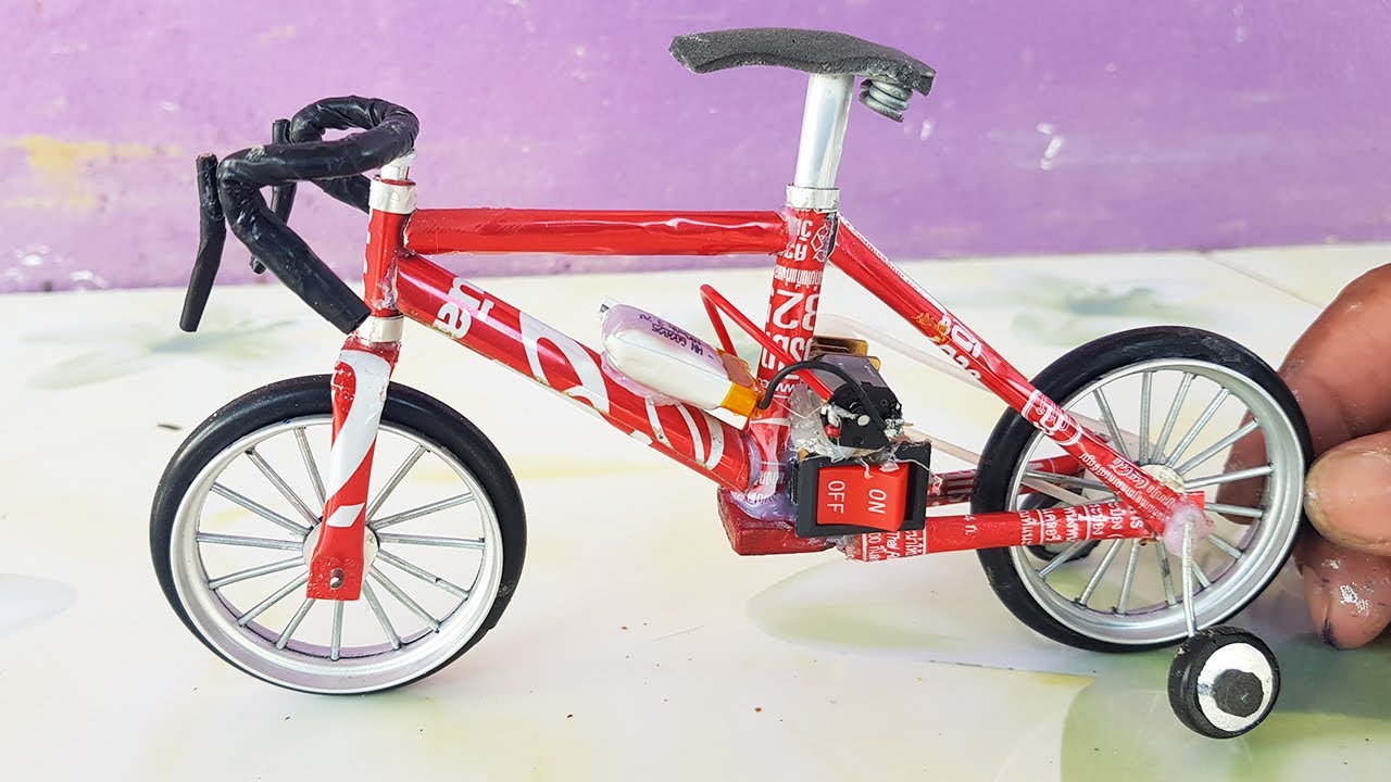 How to make mini bike from Coca-Cola can with DC motor - mini DIY ...