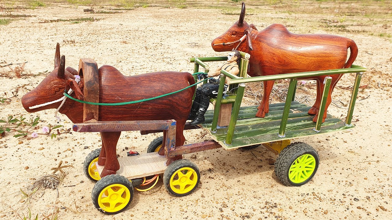 How To Make Mini Cow Bullock Cart From Bamboo With DC Motor