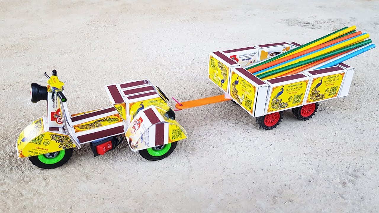 How to make Vespa Scooter from matchbox at home - Diy mini motorbike at ...