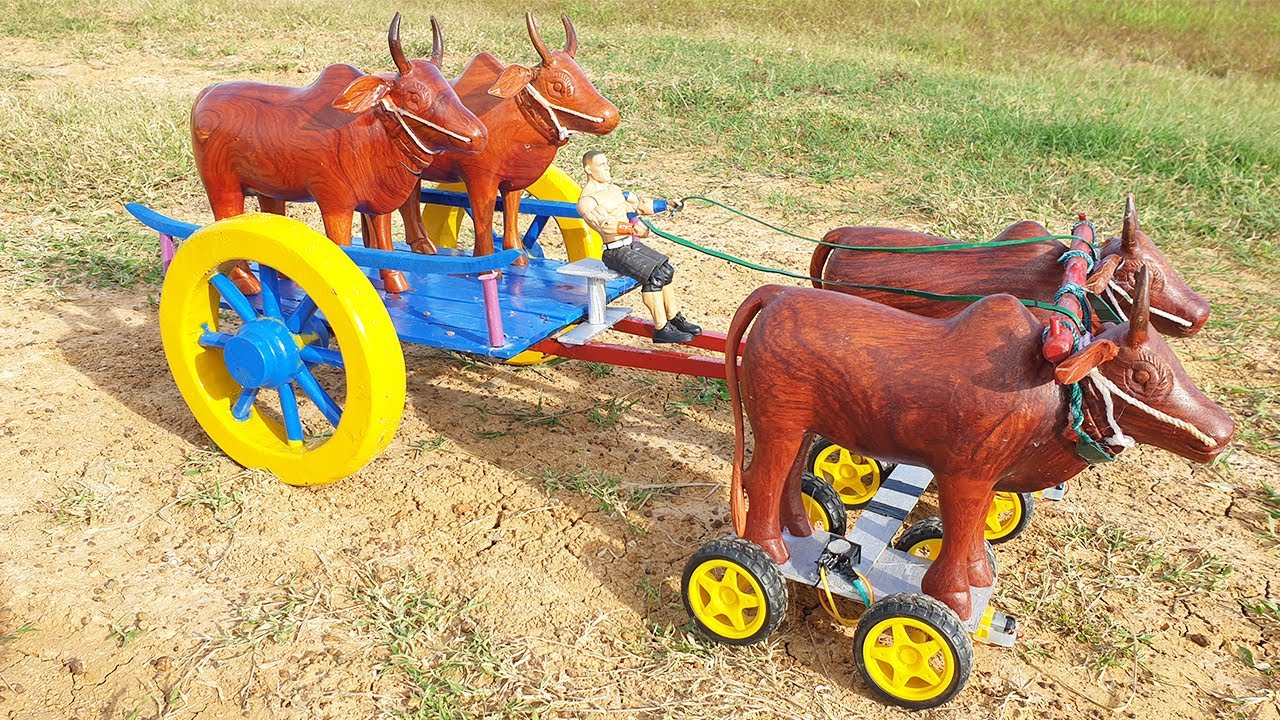 How to make mini cow bullock cart with DC motor - creative woodworking ...